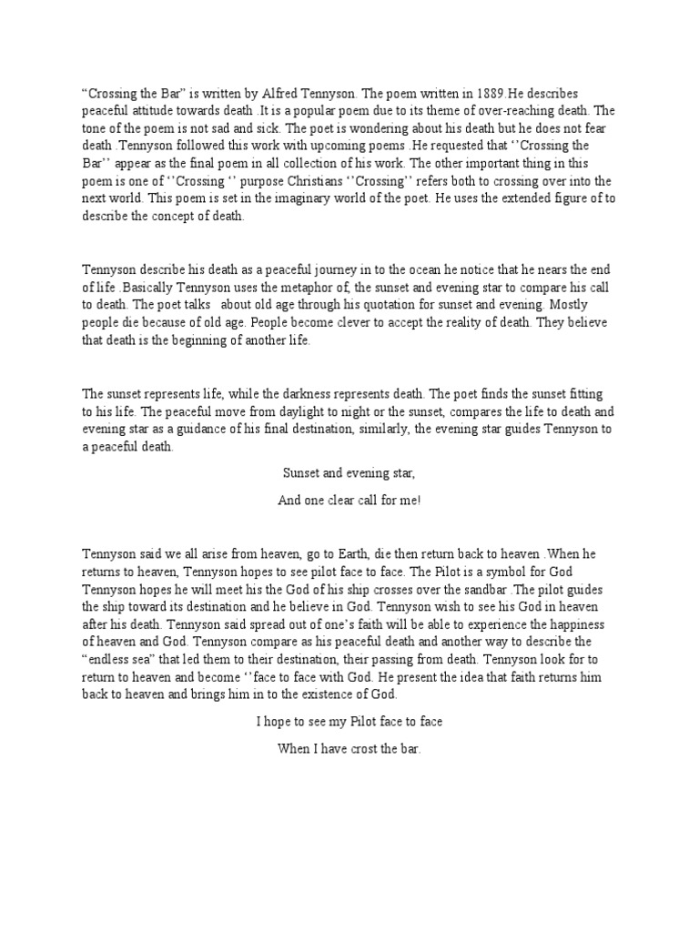 Crossing The Bar | PDF | Poetry