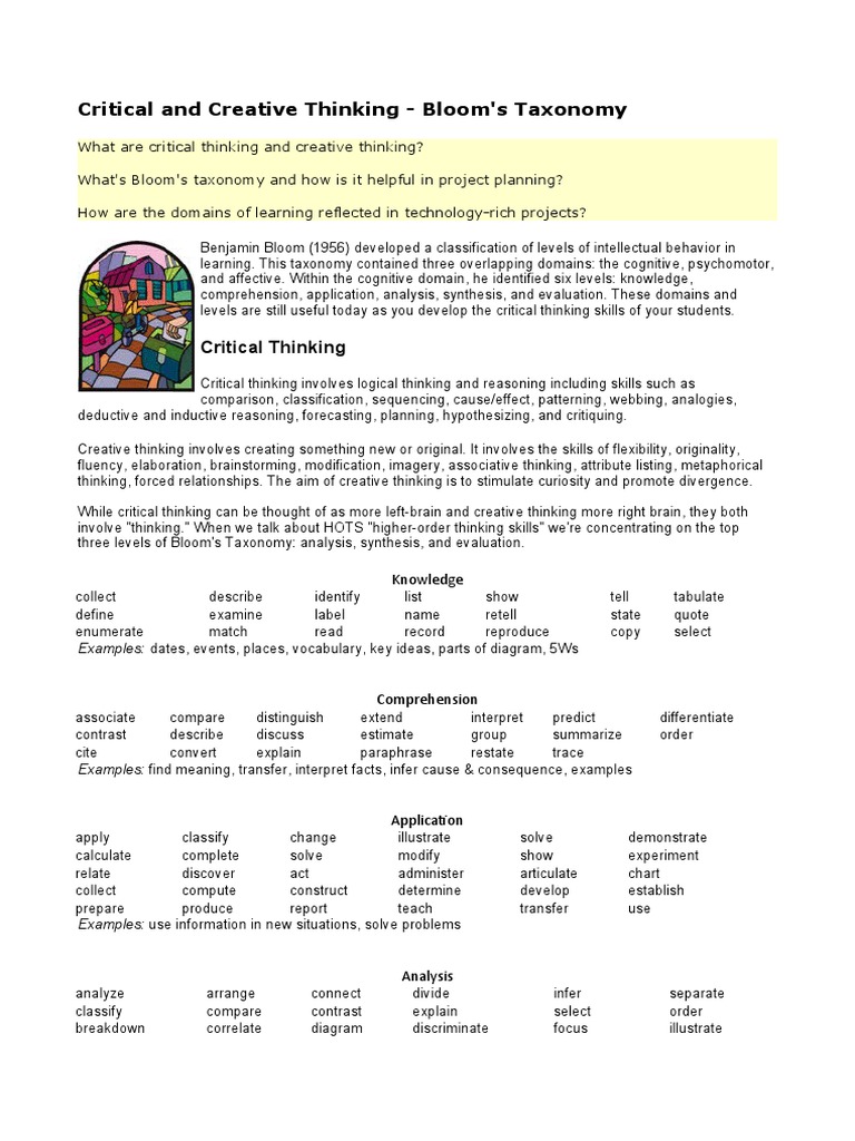 Bloom's Taxonomy: A Framework for Developing Critical and Creative ...