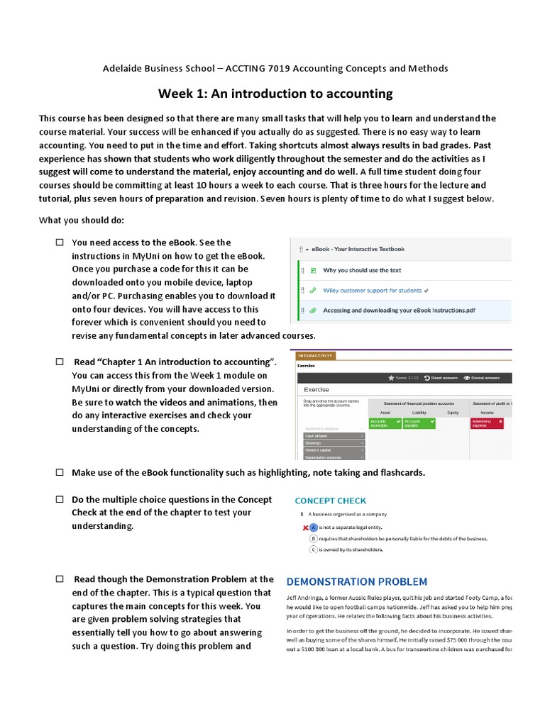 Wk 1 Handout Introduction To Accounting Pdf Lecture Question