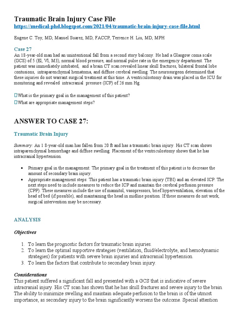 Traumatic Brain Injury Case File | PDF | Traumatic Brain Injury ...