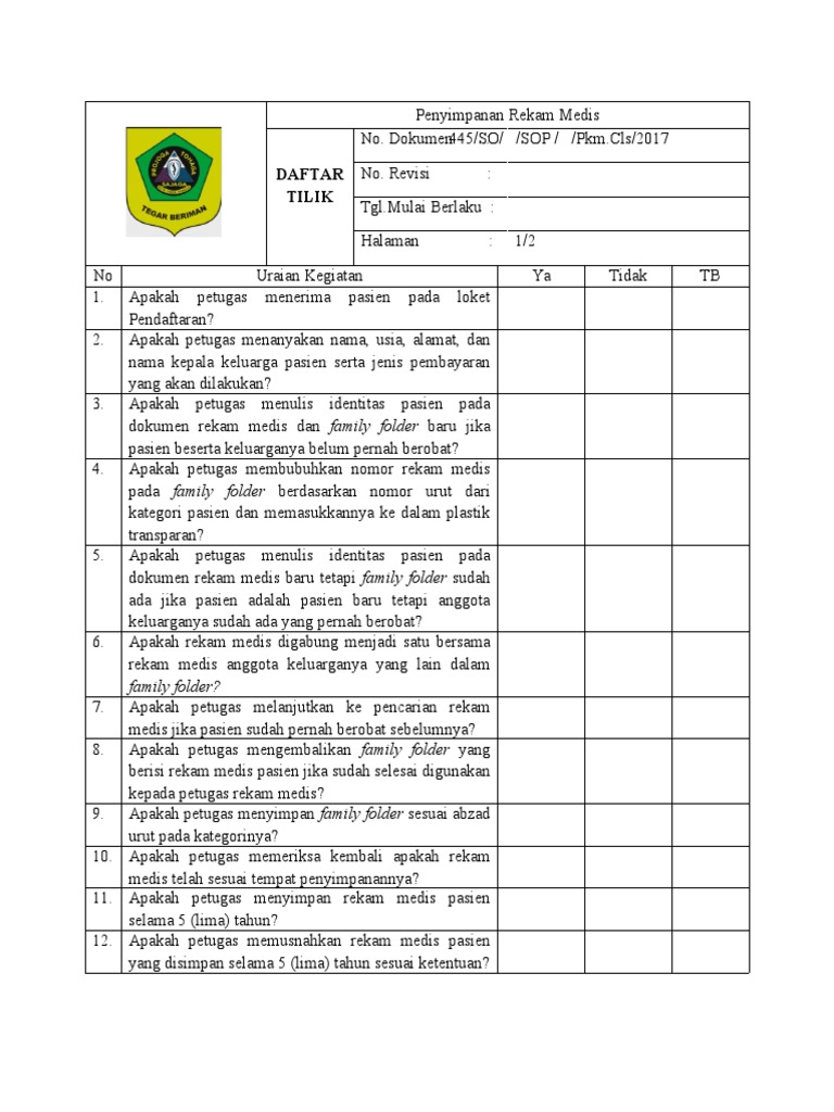 Daftar Tilik | PDF | Kesehatan Holistik | Sains & Matematika