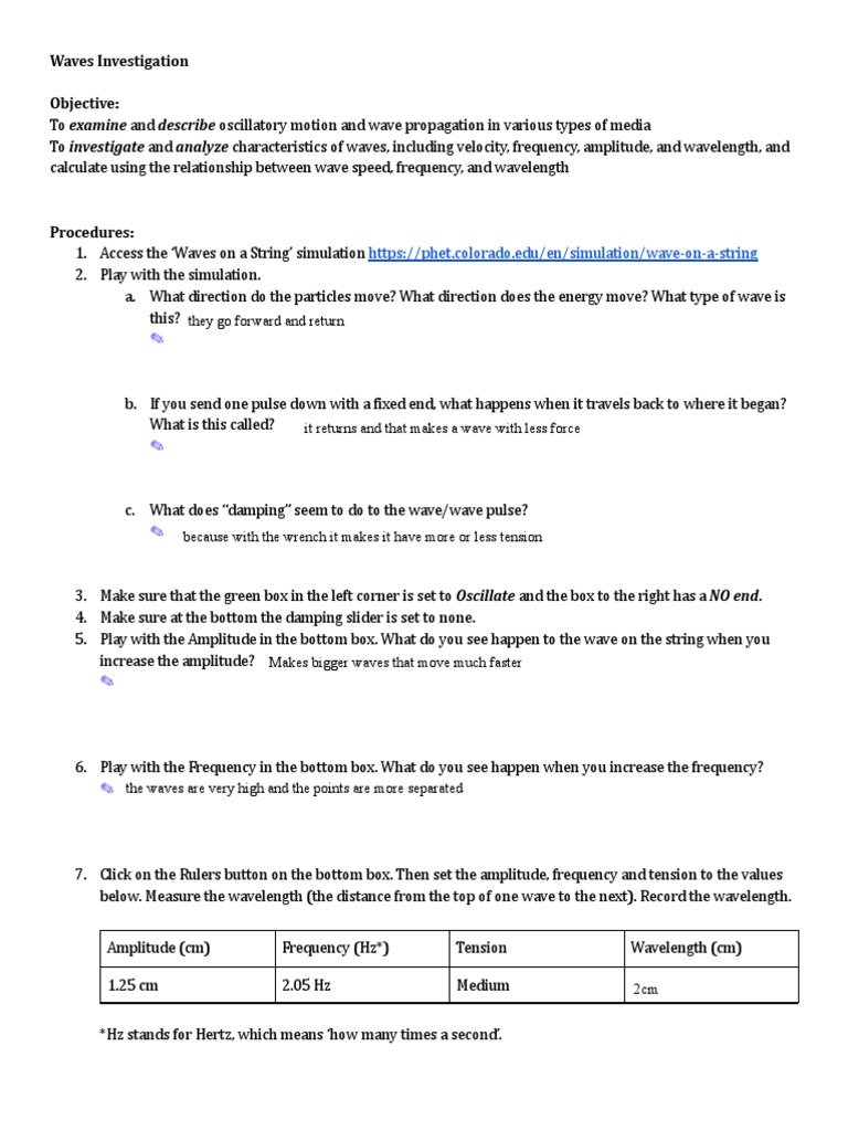Student Maximiliano Villanueva Moreno - PhET Waves Investigation | PDF ...