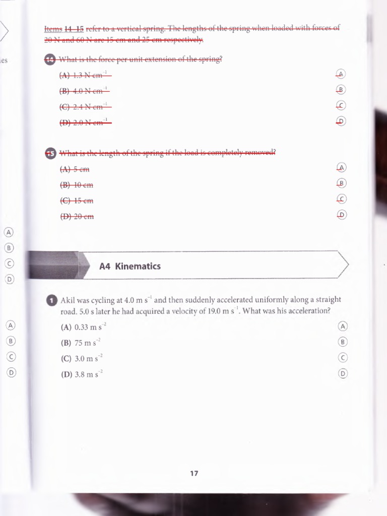 Section A (MECHANICS) - A4 (Kinematics) - Multiple Choice Questions ...