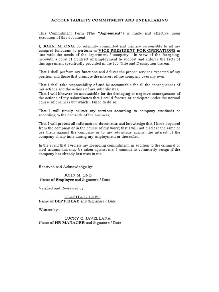 Accountability Commitment Agreement | PDF