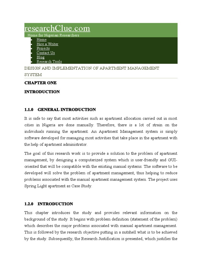 Design and Implementation of Apartment Management System | PDF ...