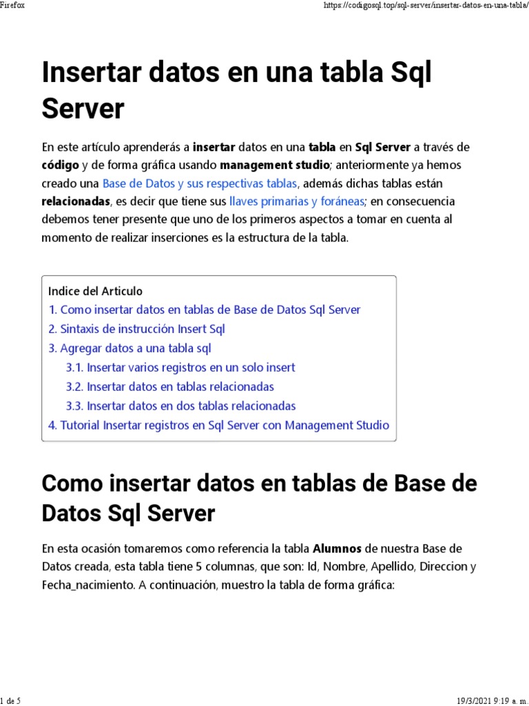 Insertar DATOS en una Tabla de SQL SERVER 】? | PDF | SQL | Servidor SQL ...