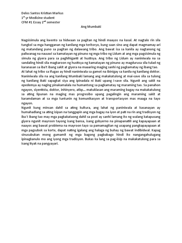 Delos Santos, K.M - Ang Mumbaki | PDF