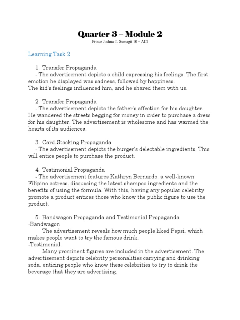 Quarter 3 - Module 2 - Learning Task 2 | PDF