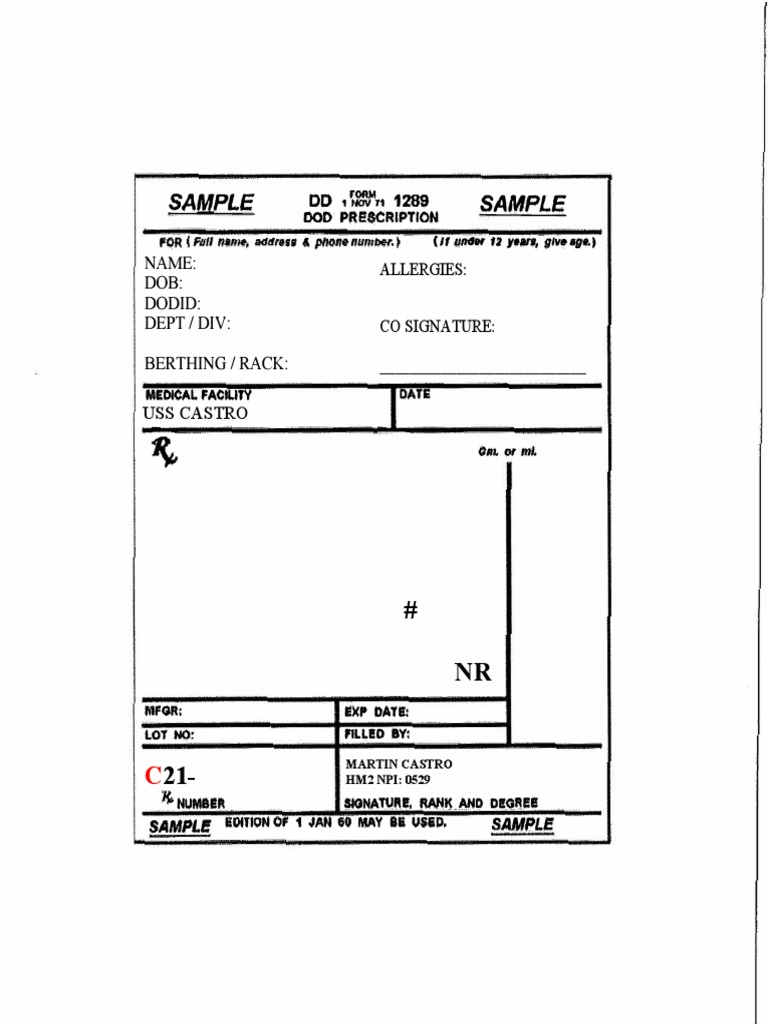 DD 1289 Control | PDF