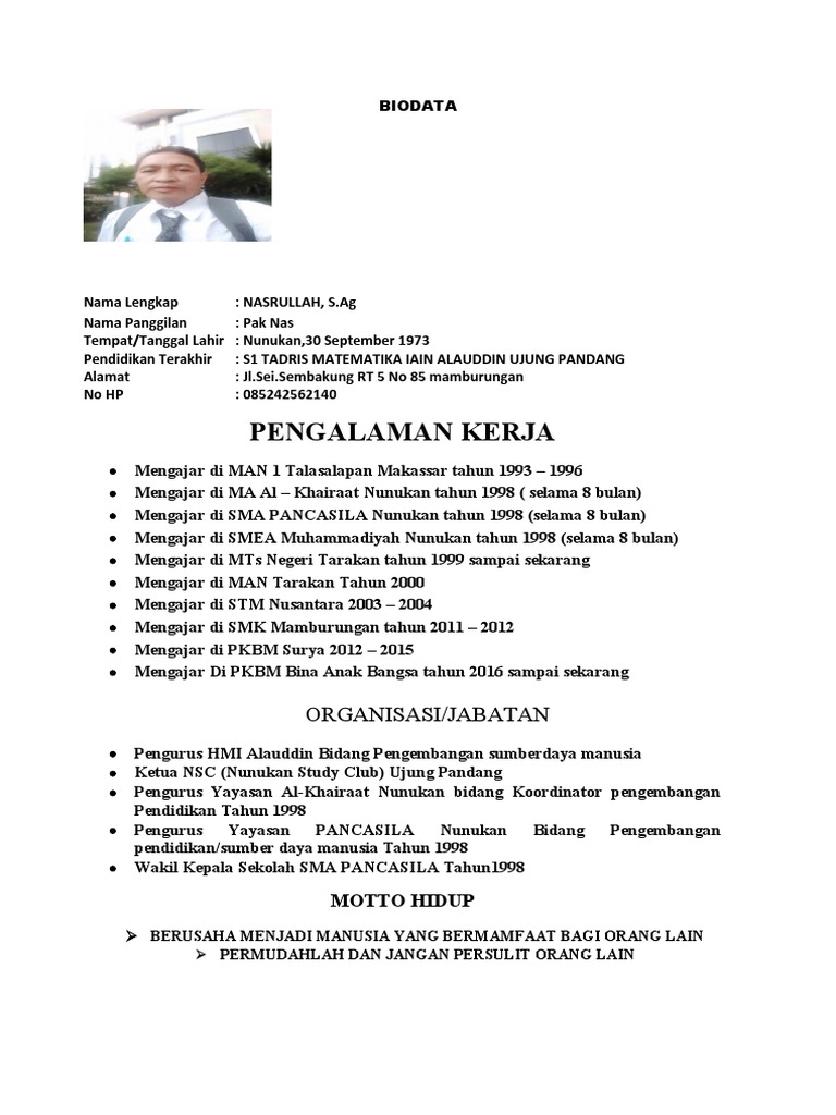 BIODATA Baharuddin | PDF