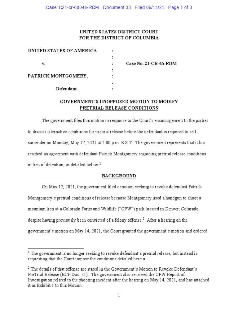 Montgomery Motion To Revoke | PDF | Remand (Detention) | Bail