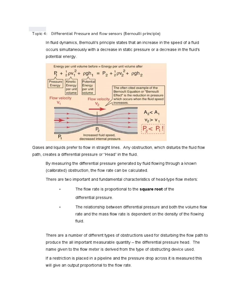 Measuring Flow Rates Using Differential Pressure Sensors: The Bernoulli ...