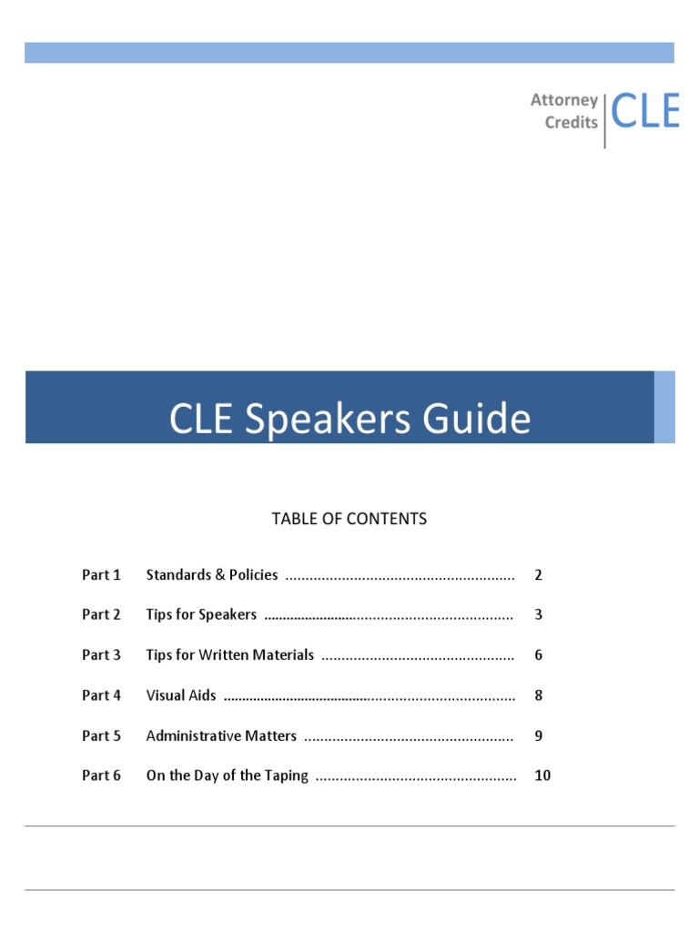 CLE Speakers Guide: Attorney Credits | PDF | Business