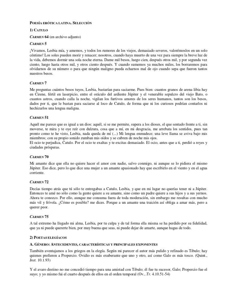 Poesía Erótica Latina Selección Pdf Amor Poesía