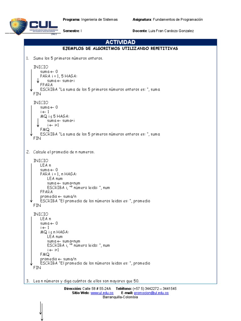 M2 U1 S04-06 EJEMPLO 01 Algoritmos Con Repetitivos | PDF | Enseñanza de ...