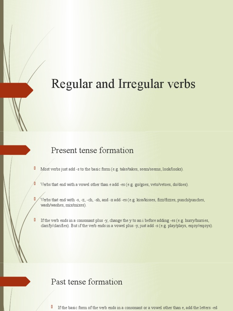 Regular and Irregular Verbs | PDF | Perfect (Grammar) | Grammatical Tense