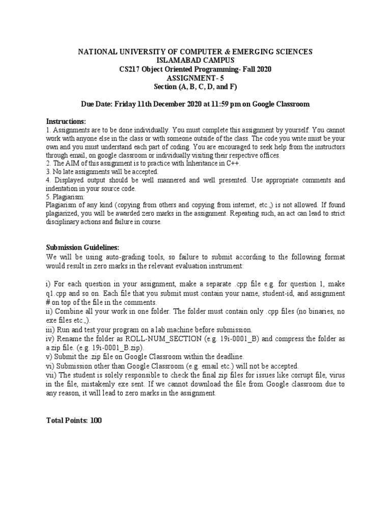 Object Oriented Programming Assignment 5 Pdf Constructor Object Oriented Programming