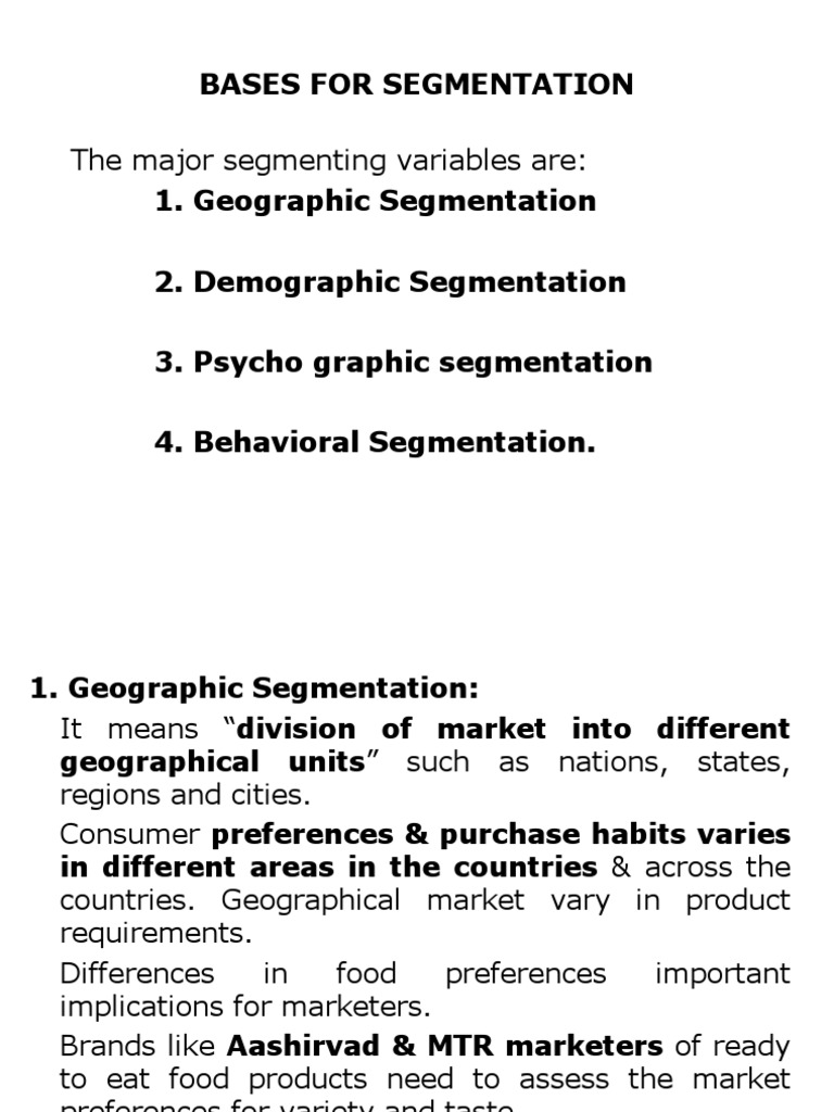 Bases For Segmentation 1 | PDF | Market Segmentation | Brand