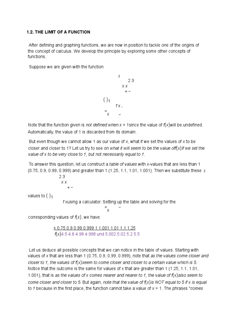 1 2 The Limit Of A Function Pdf Factorization Function Mathematics