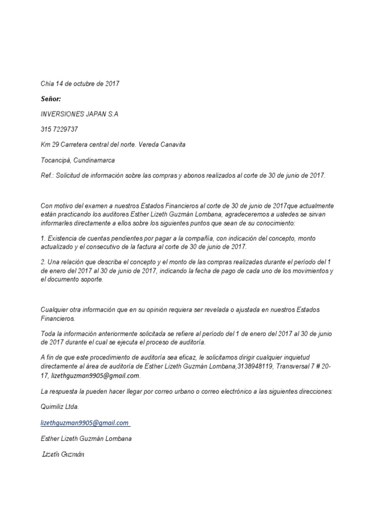 Carta de Clientes 2 | PDF | Business | Contabilidad y Auditoria