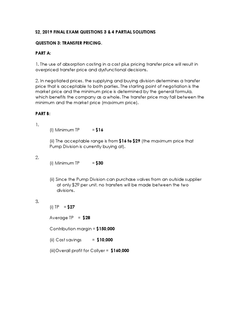AF201 Final Exam s2, 2019 - Suggested Solution Q3 Q4 | PDF