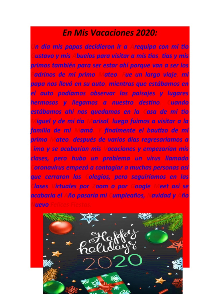 En Mis Vacaciones 2020 | PDF