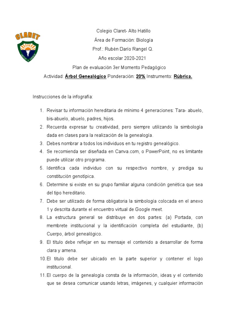 Instrucciones Arbol Genealogico | PDF | Genealogía | Moodle