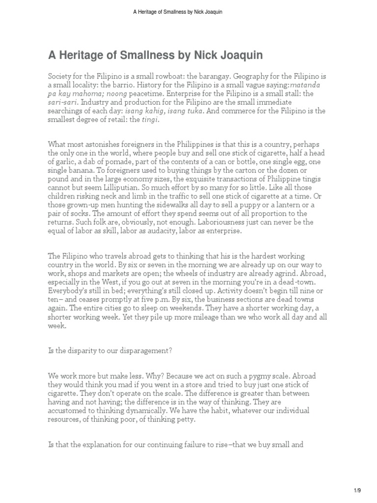 A Heritage of Smallness by Nick Joaquin | PDF | Pottery