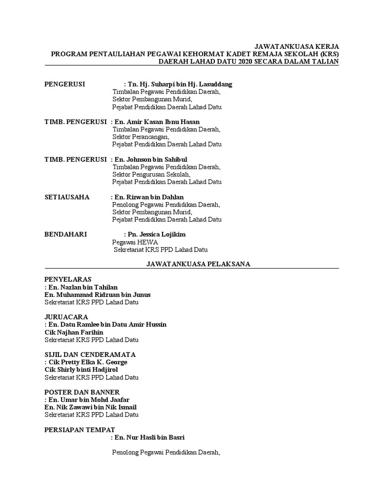 Pentauliahan Pegawai Pengurusan KRS | PDF