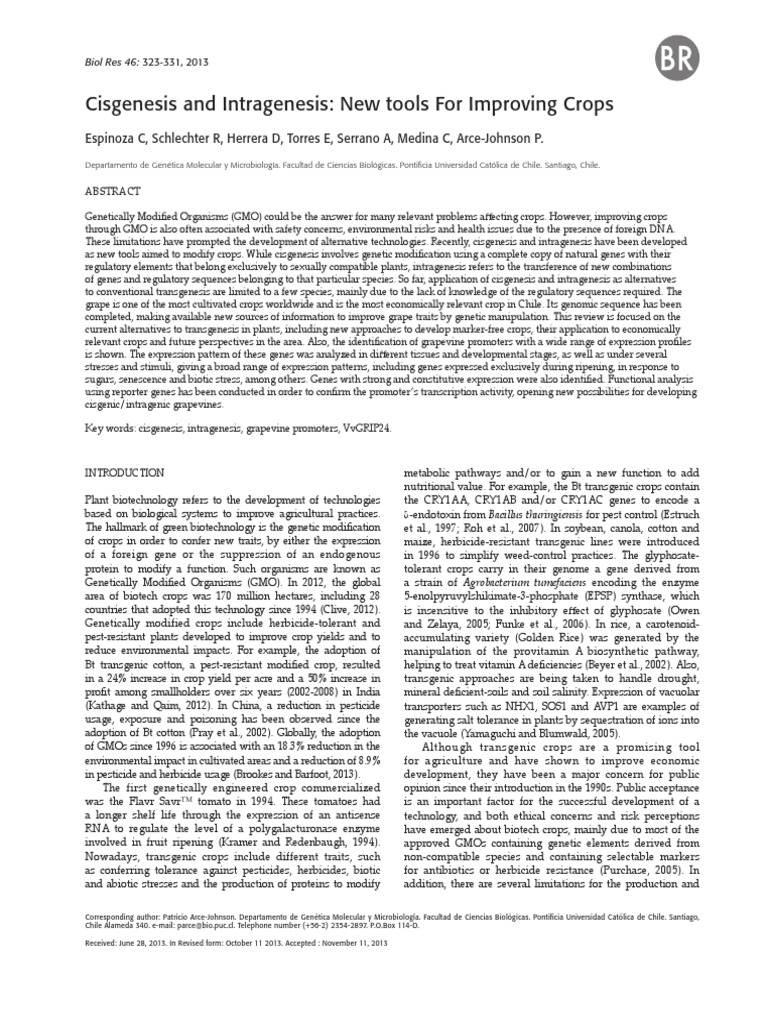 Cisgenesis and Intragenesis: New Tools For Improving Crops | PDF ...
