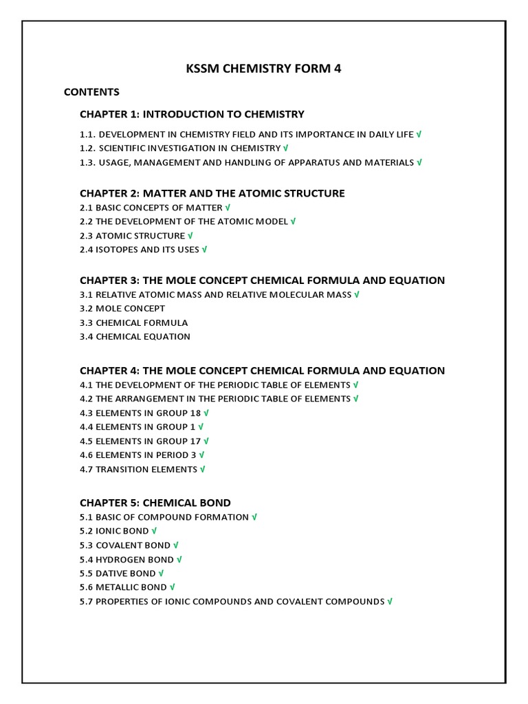 KSSM Chemistry Form 4: Chapter 1: Introduction To Chemistry | PDF ...
