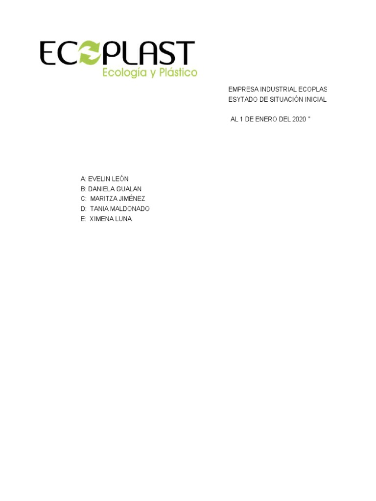 Contabilidad Empresa - ECOPLAST - 1 | PDF | Gestión de la cadena de suministro | Impuestos