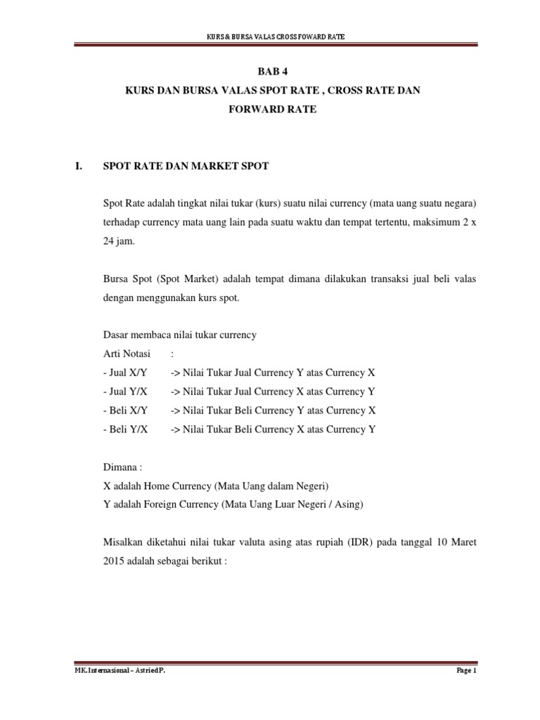 Bab 4 Kurs & Bursa Valas Cross Foward Rate | PDF | Kajian Bahasa Asing