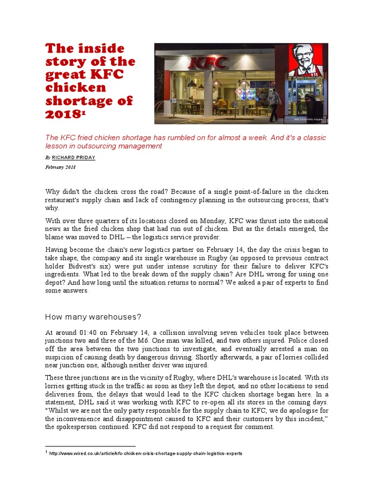 KFC's 2018 Chicken Supply Crisis | PDF | Business | Foods