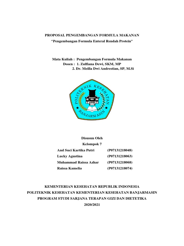 Kel. 7 - Formula Enteral Rendah Protein - Proposal1 | PDF