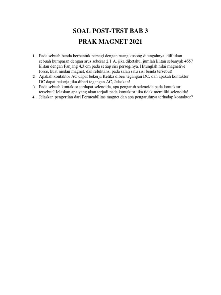 Soal Post Test Bab 3 Pdf