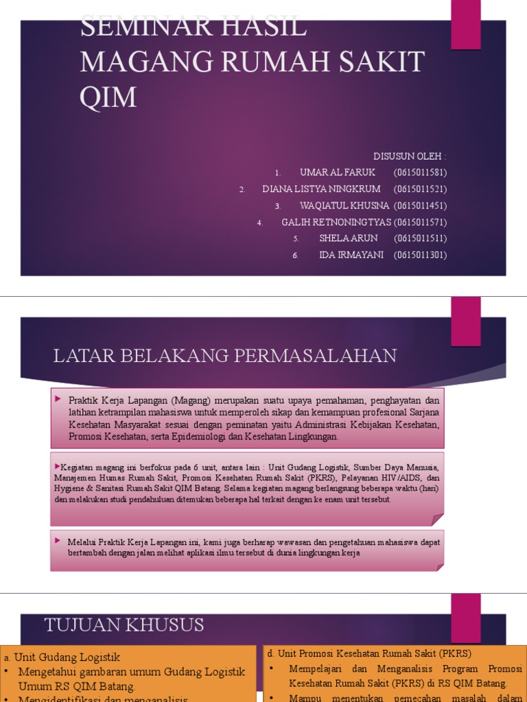 Seminar Hasil Magang Rumah Sakit Qim | PDF | Bisnis