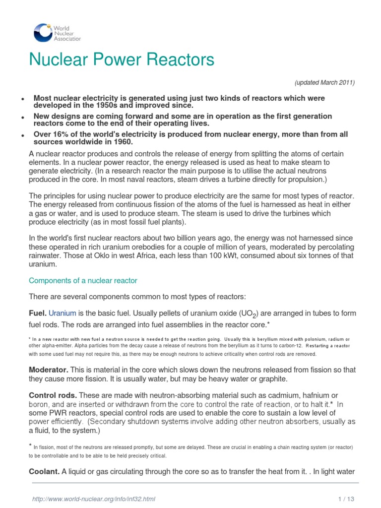 Nuclear Power Reactors: Uranium | PDF | Nuclear Reactor | Nuclear Fuel