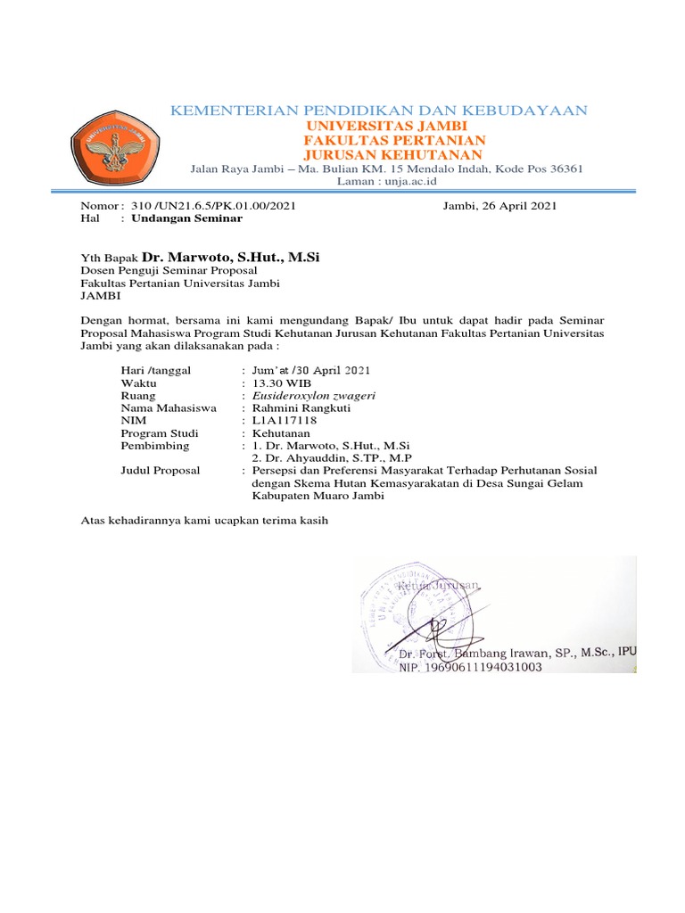 Undangan Seminar Proposal | PDF