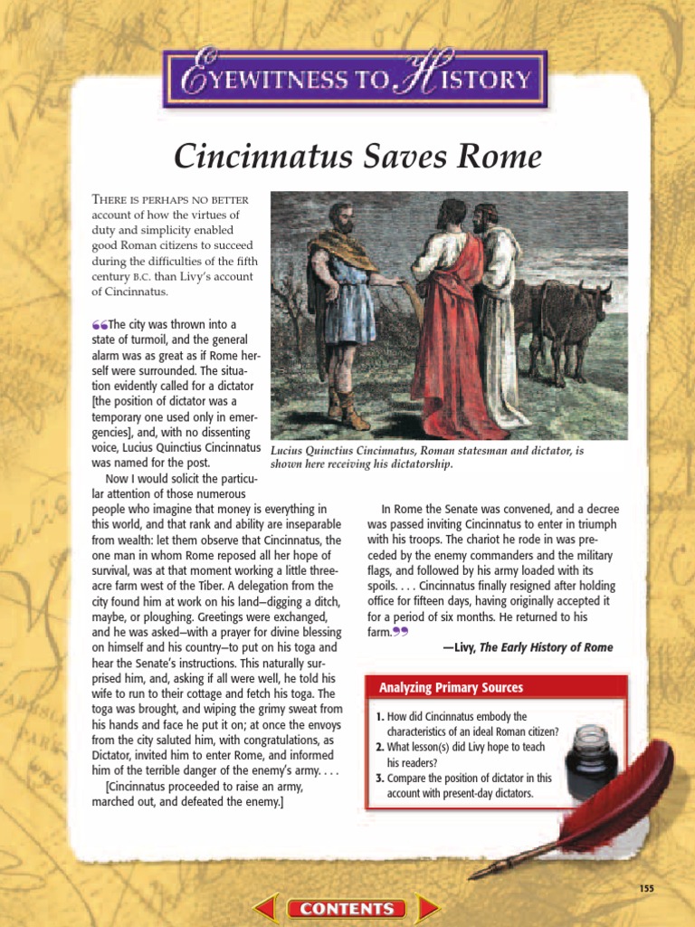 Cincinnatus: Rome's Ideal Citizen | PDF | Roman Republic | Ancient Europe
