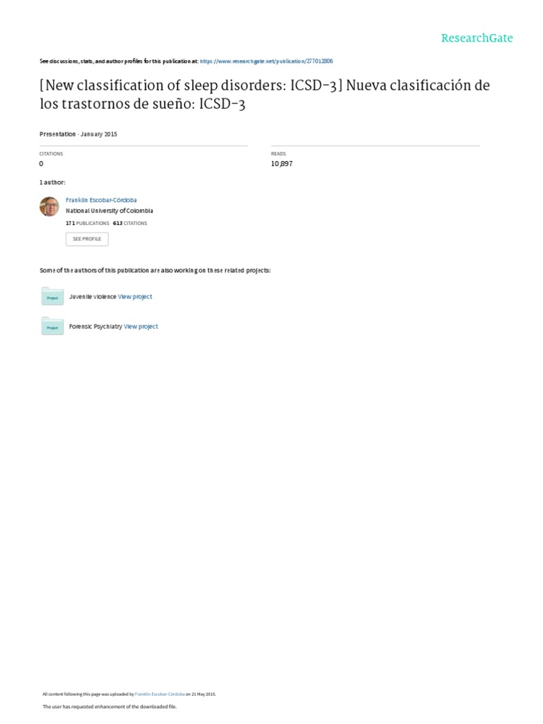 Clasificación ICSD-3 de Trastornos del Sueño | PDF | Apnea | Manual ...