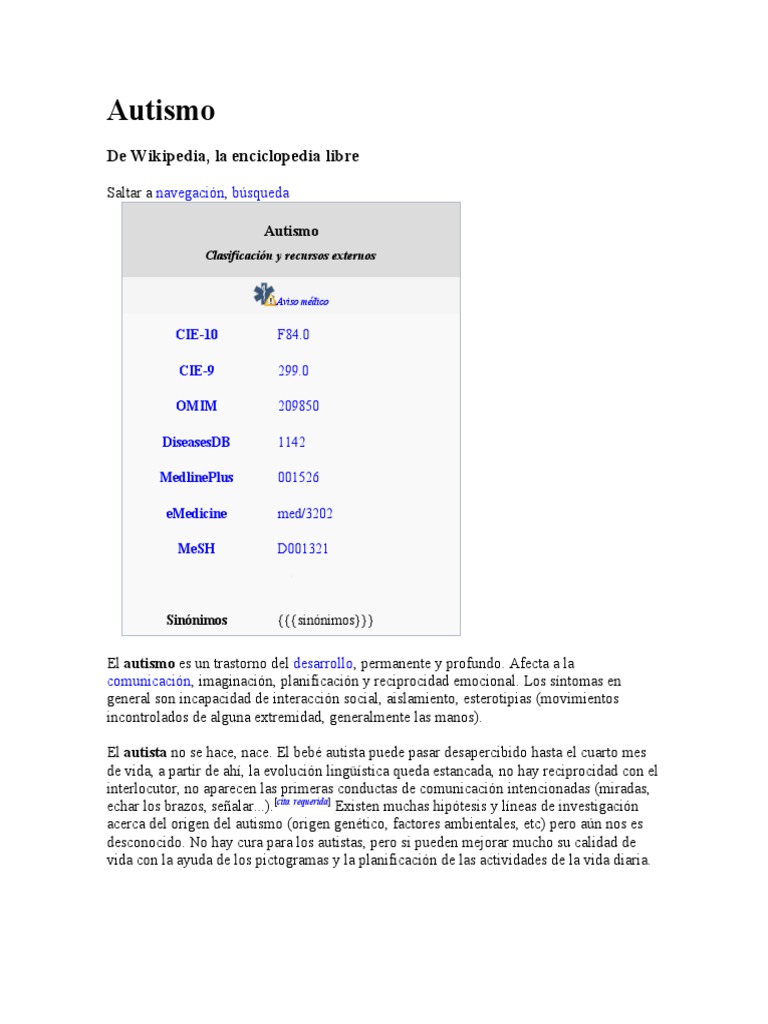 Informe sobre el autismo infantil | PDF | Espectro autista | Desorden ...