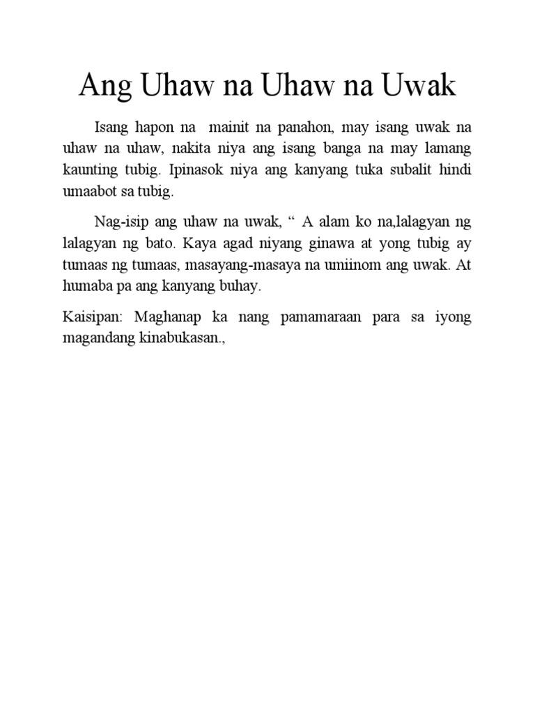 Ang Uhaw Na Uhaw Na Uwak | PDF