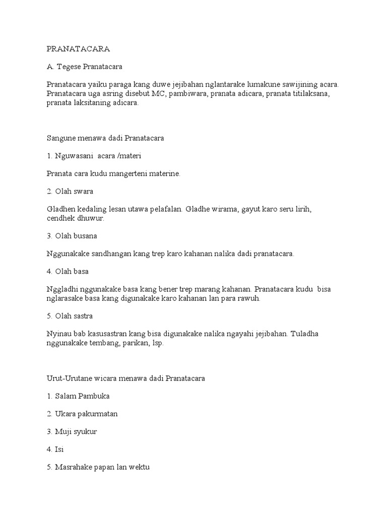 PRANATACARA | PDF | Seni & Disiplin Bahasa