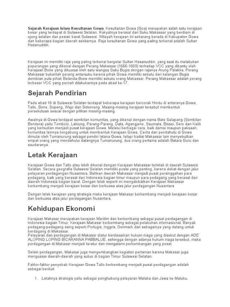 Sejarah Kesultanan Gowa di Sulawesi | PDF | Sejarah