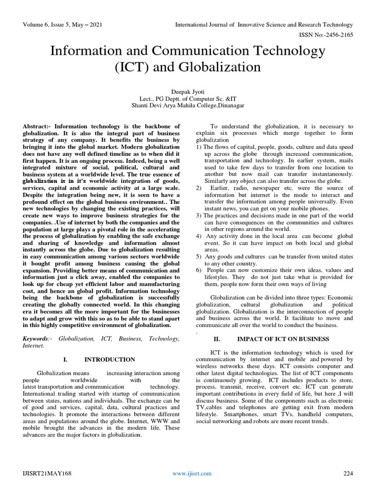 Information and Communication Technology (ICT) and Globalization | PDF ...