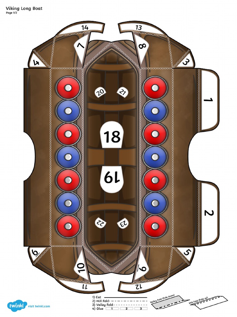T T 18457 Viking Longboat Paper Model Template - Ver - 2 | PDF
