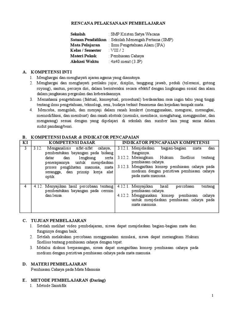 Contoh RPP Daring Dengan Lab Virtual | PDF