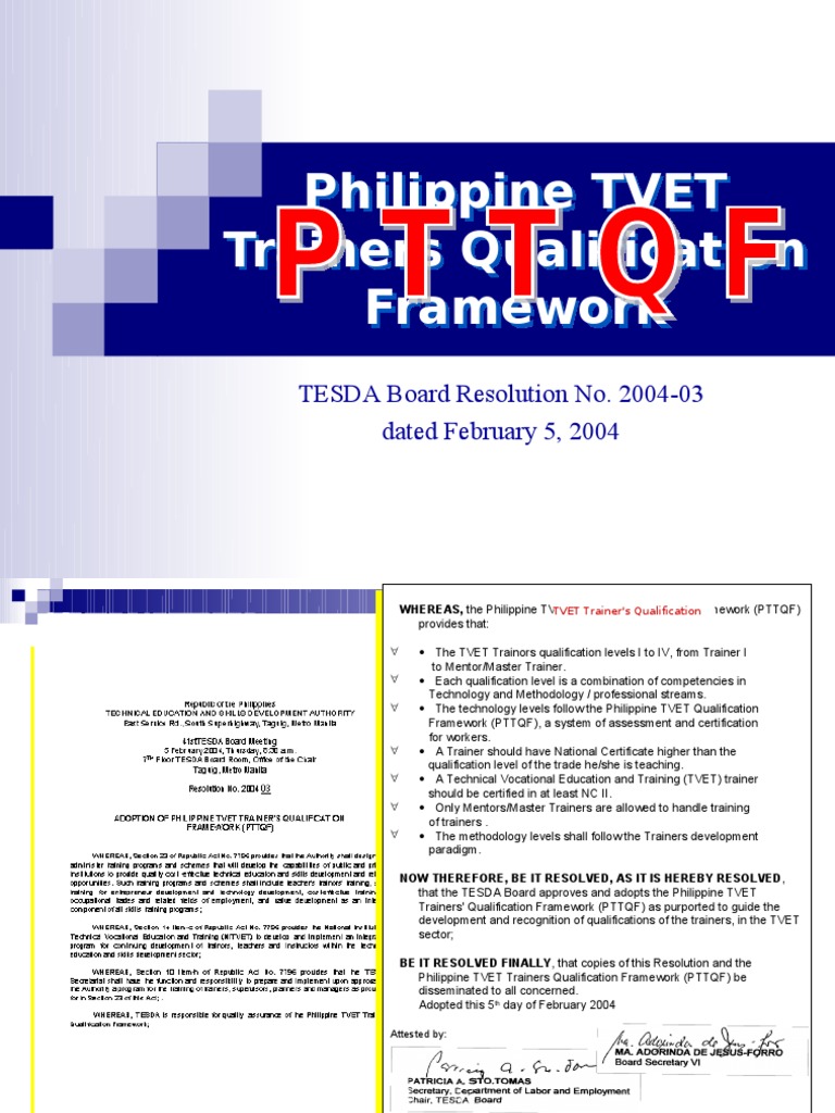 PTTQF Presentation | PDF | Vocational Education | Curriculum