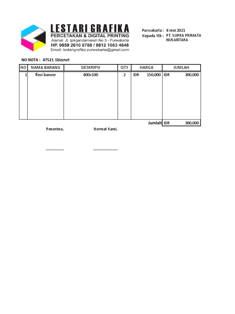contoh nota epson lx310